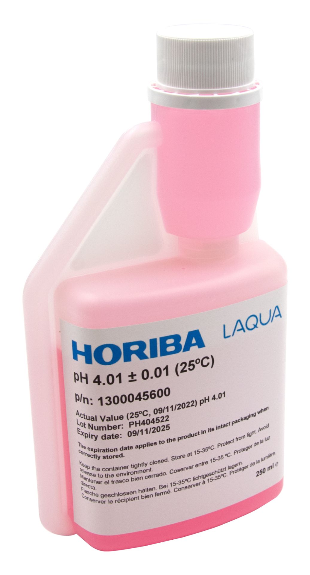 HORIBA pH 4.01 (±0.01pH @25°C) buffer solution 250ml (250-PH-4) - Size of bottle: 250 ml, pH ...
